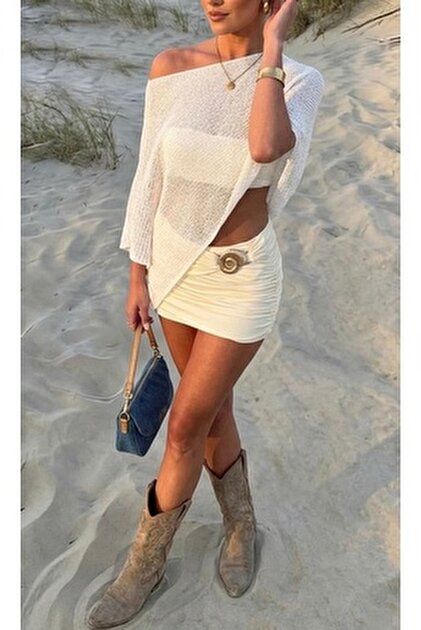 moda mh Plaj Elbisesi Salaş Kesim İnce Triko Yazlık Üst Vizon - Fiyatı ...