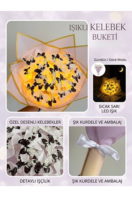 Balaana IŞIKLI KELEBEK BUKETİ BÜYÜK BOY - Fiyatı, Yorumları