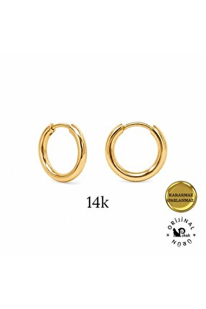 POKAK CM JEWELRY 14K Altın Kaplama Kararmaz Düz Kenar Halka Küpe - 12 ...