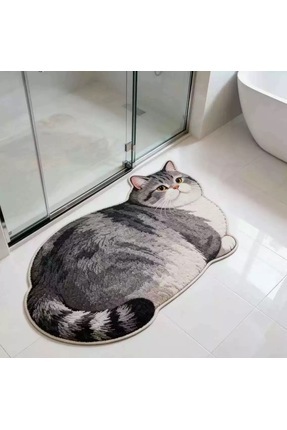 NazLand Şişman Kedi Şekilli Peluş Kedi Paspası – Yumuşak Dekoratif Halı ...