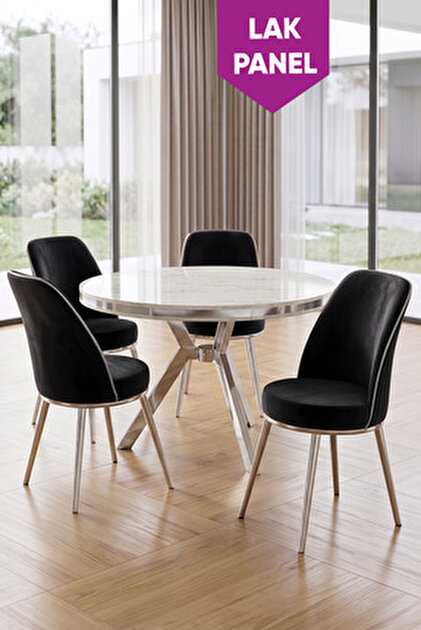 Canisa Natre Serisi 90x90 Lak Panel Beyaz Mermer Desen Gold Ayaklı ...