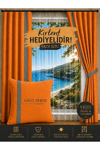 Karesi YİĞİT PERDE VE TASARIM HAKİ RENK BEJ BİYE GEÇİŞLİ (KIRLENT ...