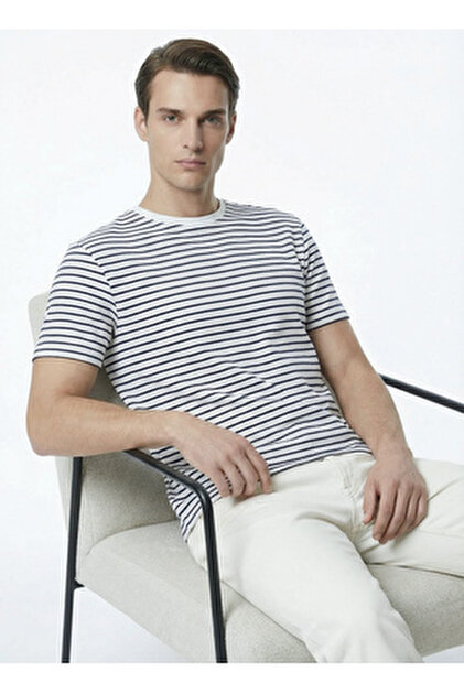 Fabrika Lacivert Erkek Slim Fit Çizgili T-Shirt F6SM-TST 2996 - Fiyatı ...