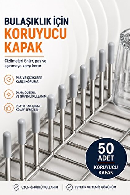 farfan 50 Adet Beyaz Renk Pas Önleyici Bulaşık Sepeti Aksesuarı - Kapak ...