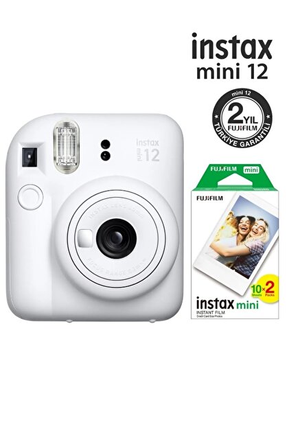 Fujifilm Instax Mini 12 Beyaz Fotoğraf Makinesi Ve 20'li Mini Film - 1
