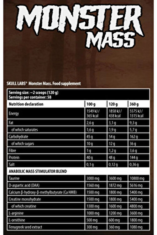 Monster Mass Nutrition Information