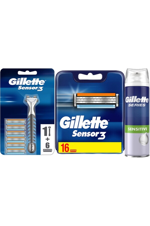 Gillette Sensor 3 Machine + 22 Spare Razor Blades + Gillette 250 ML ...