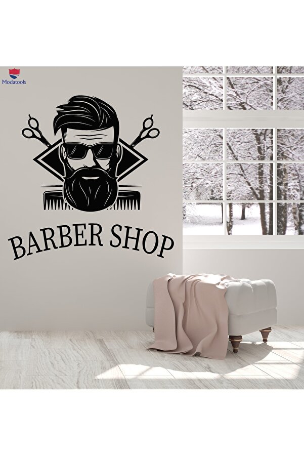 Modatools Glass Wall Sticker Brutal Barber Man's Hair Style Shaving ...