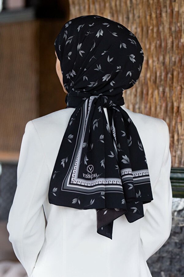 Vissona Dámský luxusní hedvábný šál Medina Black- Trendyol