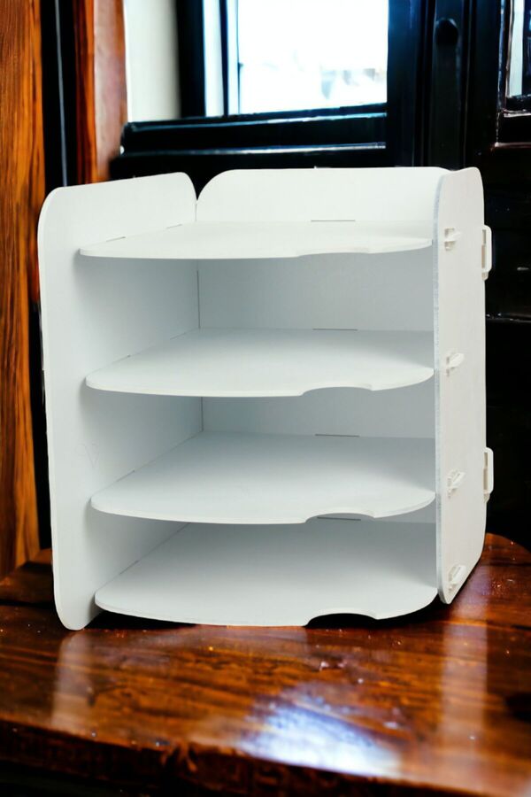 Viselia Wooden Desktop Organizer - Document Shelf White File Organizer ...