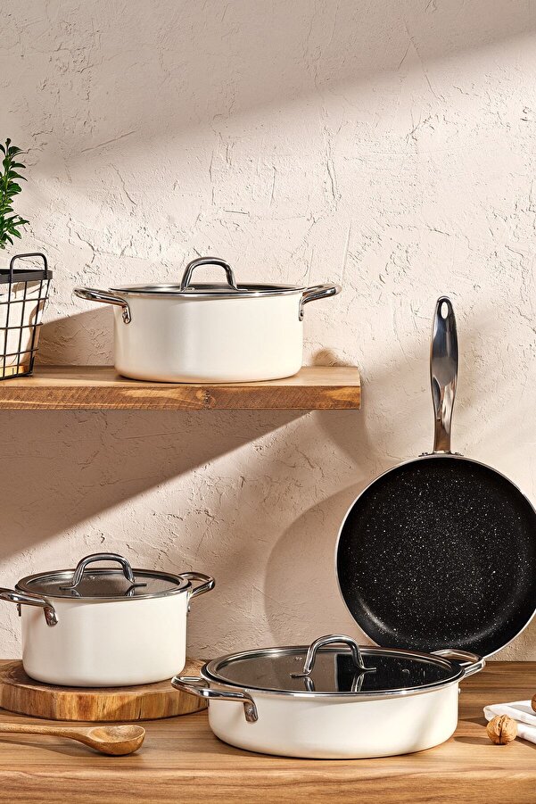 Emsan Master Class 7 Piece Cookware Set White- Trendyol