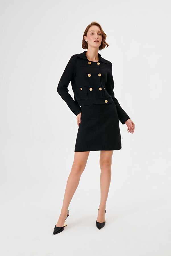 Join Us Steel Knit Schwarzer Mini-Strickrock- Trendyol