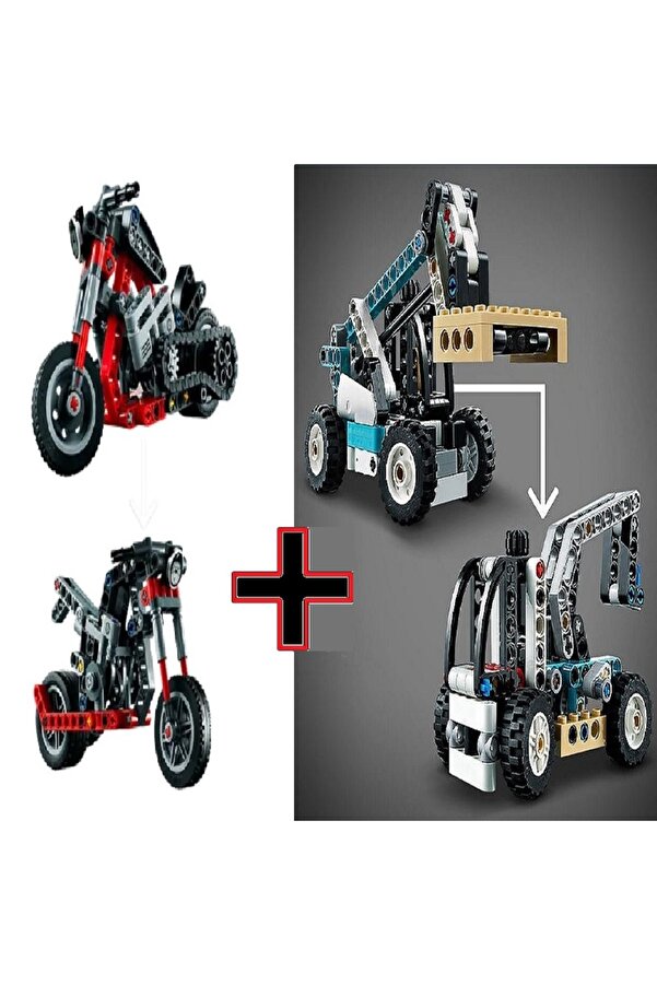 LEGO Technic Telehandler 42133 + LEGO Technic Motorcycle 42132 (TWO ...