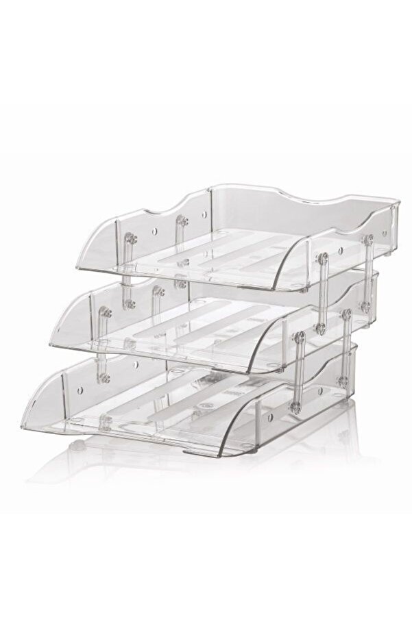 Cassa 3-Tier Clear Plastic Document Rack 3-Piece Movable Document Rack ...