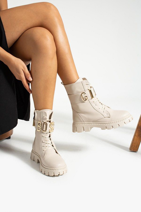 Gokce Shoes Women s Boots Girl Cream Boss Model Trendyol