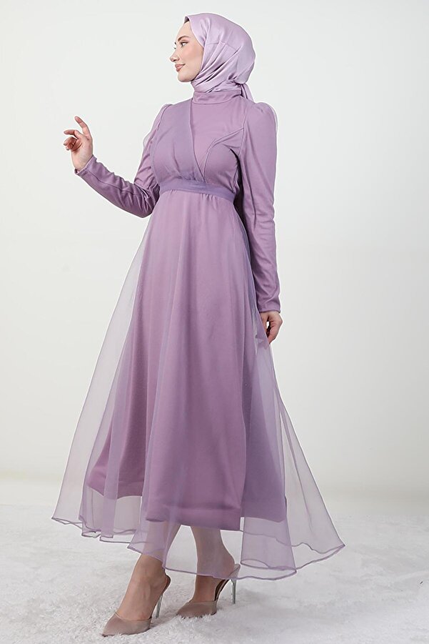 Giza Giyim Rochie de seara Hijab Liliac - Trendyol