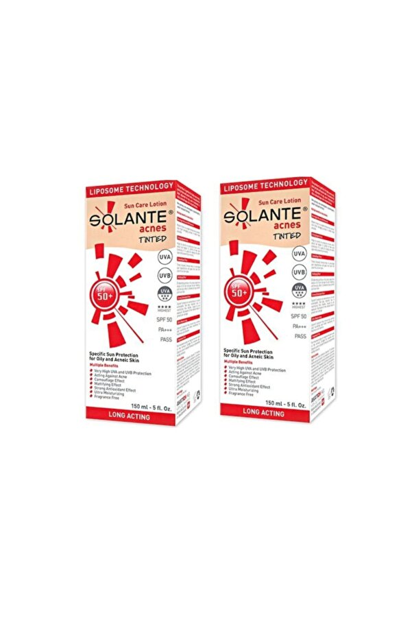 Solante Colored Acne Skin Sunscreen Lotion - SPF 50+150 Ml X2 Pieces ...