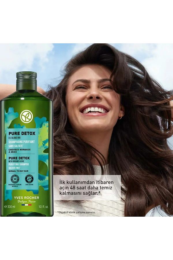 Yves Rocher Pure Detox 300ml Purifying Shine Sulfate Free Shampoo for Oily Hair Trendyol