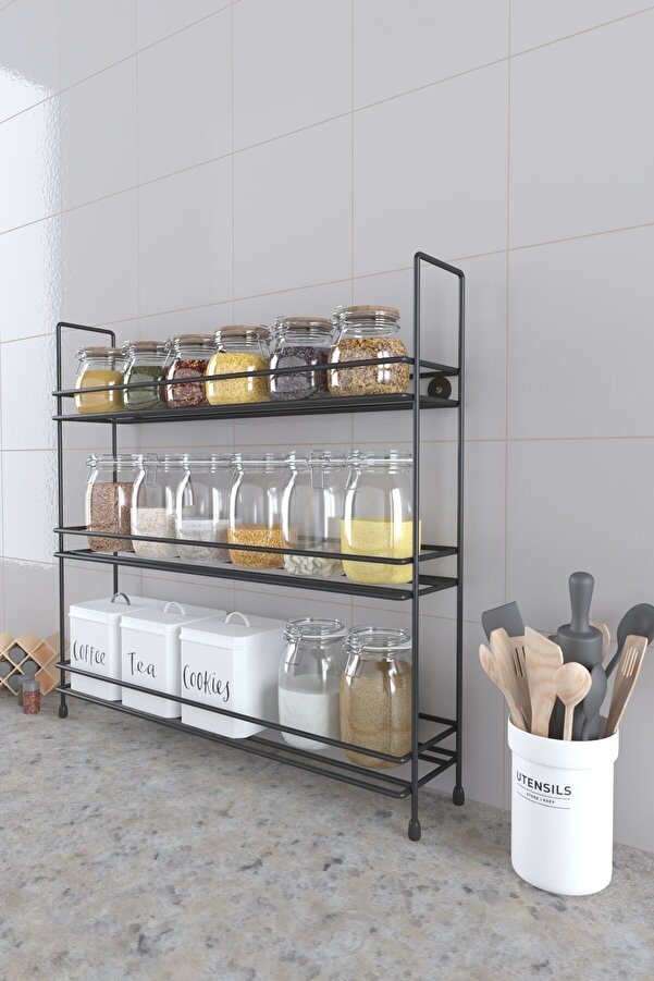 EVA METAL TASARIM Metal Wall Hangable Spice Rack Stand Large Size Spice ...