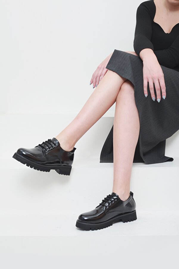 37Numara LARGE NUMBER WOMEN'S GENUINE LEATHER SHOES 41-42-43-44 BLACK ...