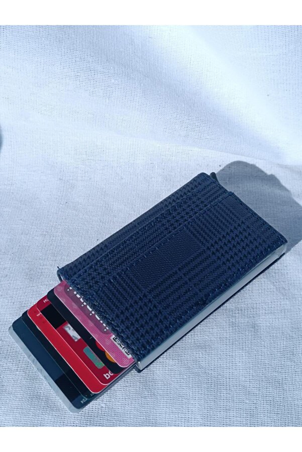 BARS artificial leather dark blue color wallet with automatic mechanism ...