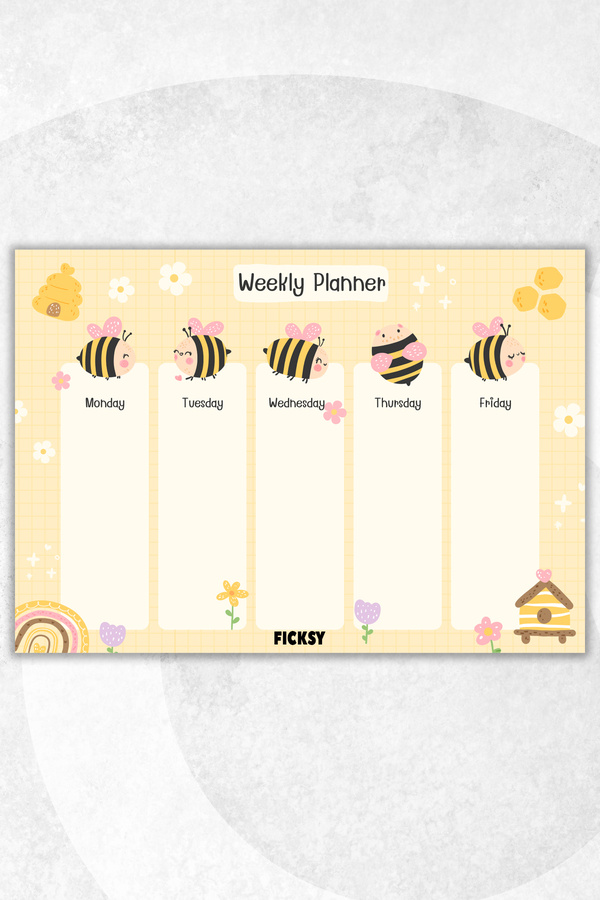 Ficksy Weekly Planner - A4 Size - Cute Bee - 20 Sheets - Weekly Planner ...