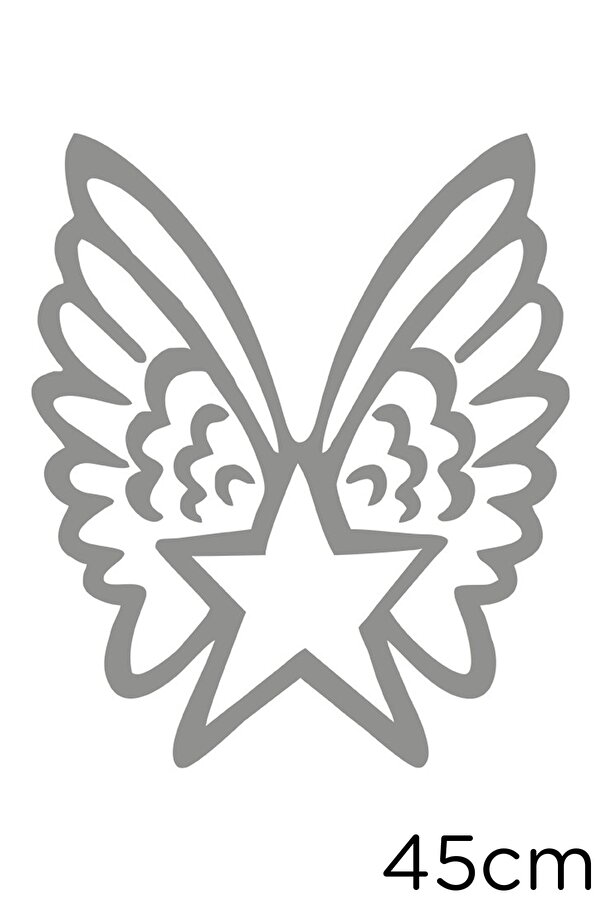 New Jargon Gray 45cm Winged Star Star Wall Auto Vehicle Car Sticker ...