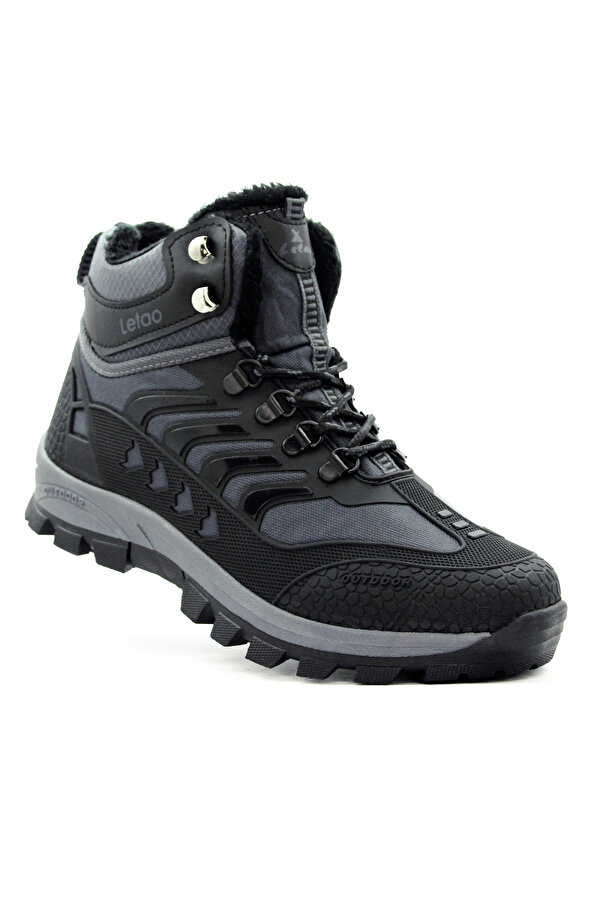 LETAO Cizme de trekking cu fermoar din blană neagră afumată pentru bărbați 2132 - Trendyol