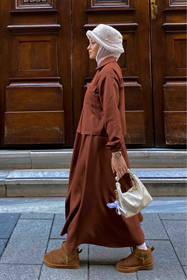 Qenz Legendary Dumbbell Skirt Set - Brown - Trendyol