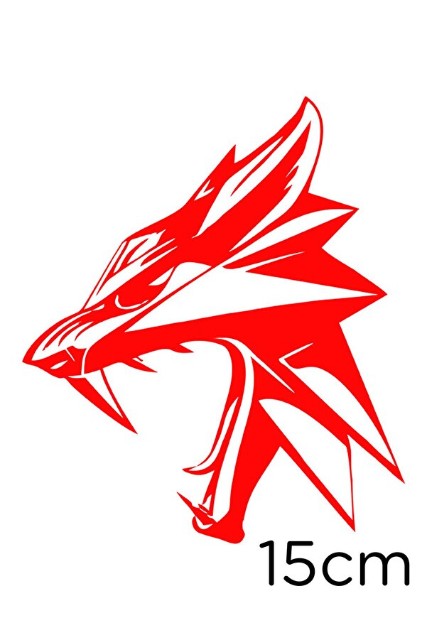 MIGNATIS Angry Wolf Fox Side View Sticker Paste 15cm - Red- Trendyol