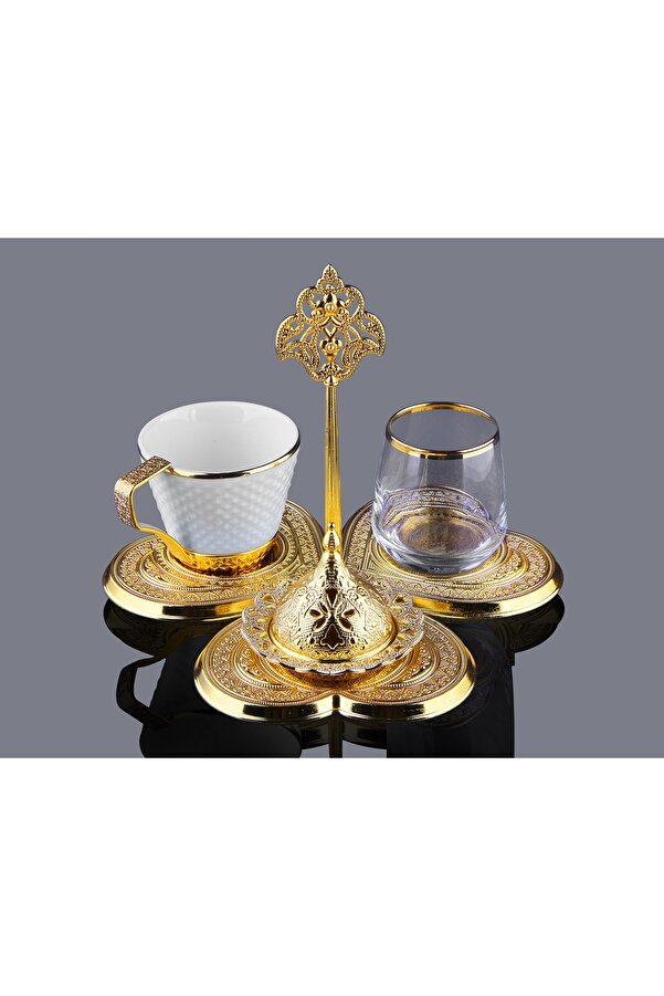 MOS'EV Single Gold Metal Porcelain Coffee Set- Trendyol