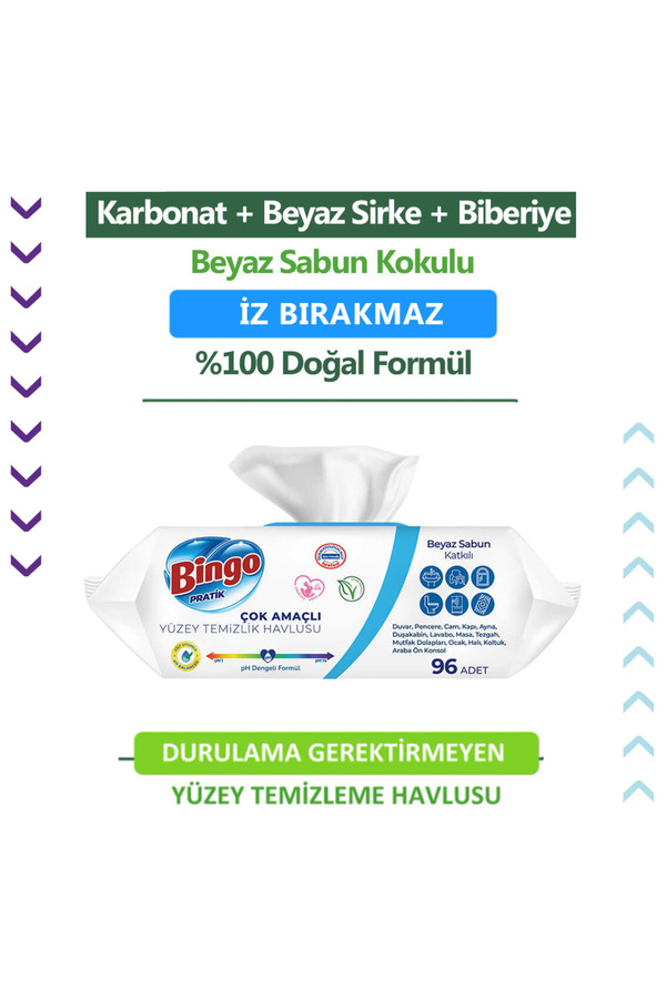 Bingo Multi-Purpose Surface Cleaning Towel Wipes with White Soap 96 ...