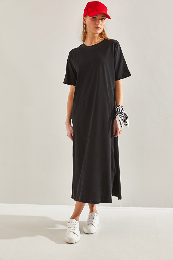 Bianco Lucci Damen Basic Langes Kleid - Trendyol