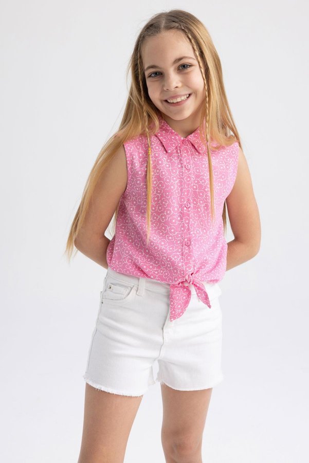 Defacto Patterned Sleeveless Girls Shirt T3978a623sm Trendyol