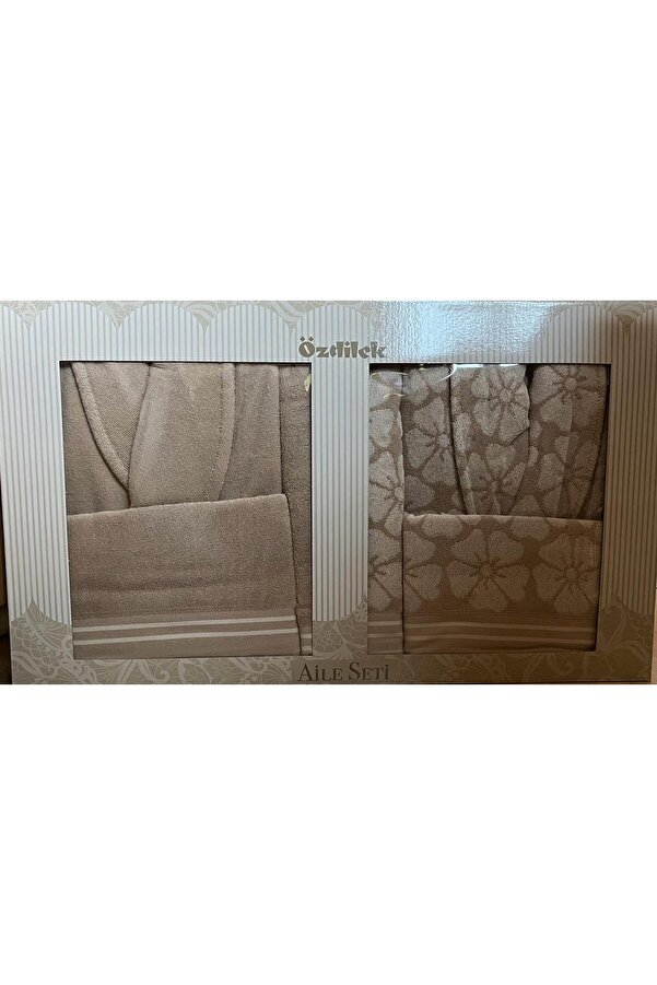 Özdilek Adora Family Bathrobe Set Beige-Beige - Trendyol