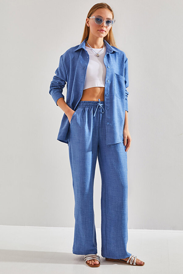 Bianco Lucci Women's Elastic Waist Trousers Bottom and Top Set- Trendyol