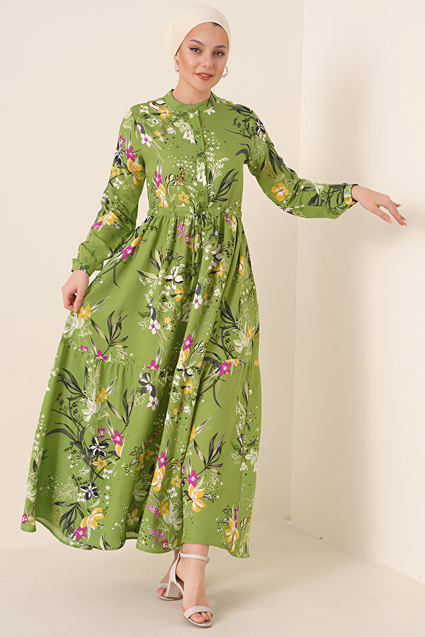 Bigdart 2144 Judge Collar Hijab Dress - G.green - Trendyol
