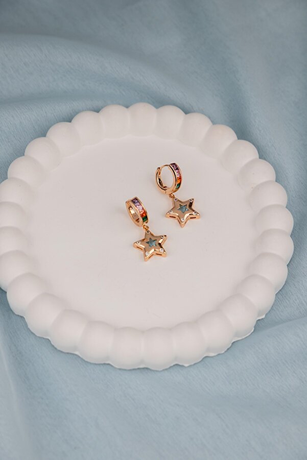 Sacha Accessories Star Figured Colorful Hoop Earrings - Trendyol