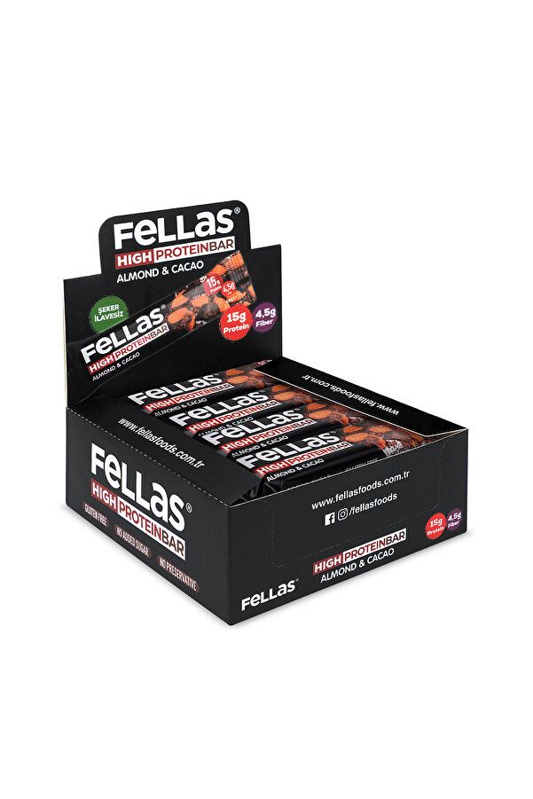 Fellas High Protein Almond and Cocoa Bar - 45 gr x 12 Pieces - Trendyol