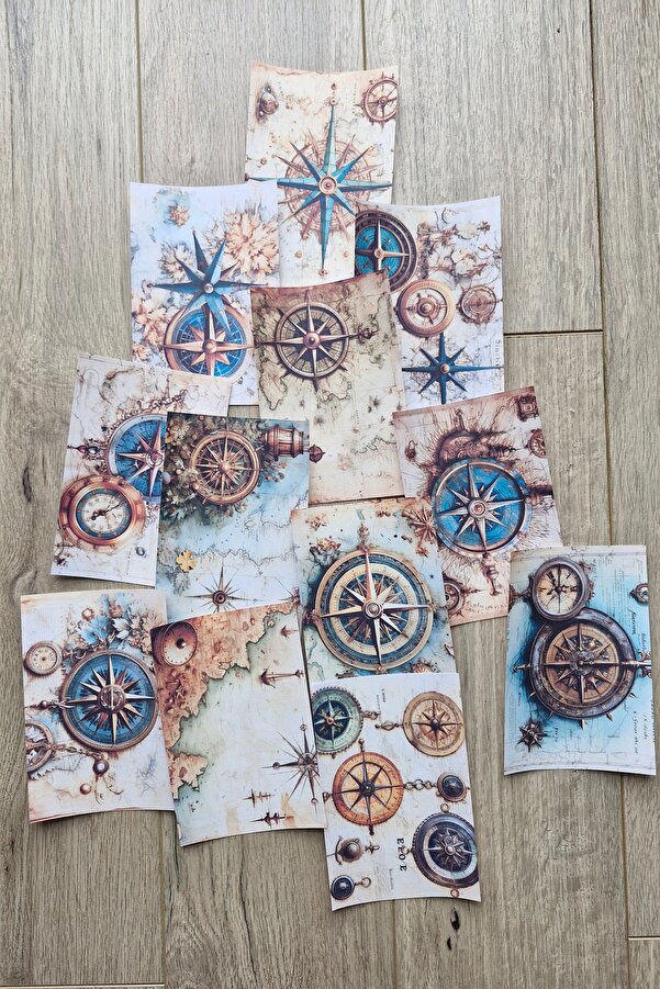 Mona Craftist 12 Pieces Scrapbook - Tumbled Compass Map Themed, Bullet ...