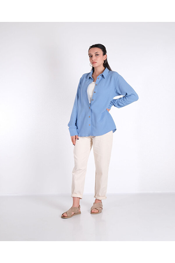 First Angels Blue Organic Shirt- Trendyol