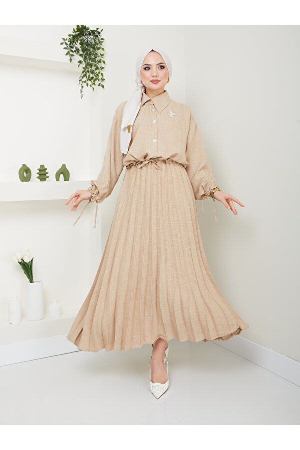 VOLT CLOTHİNG Women's Shirt and Pleated Skirt Set- Trendyol