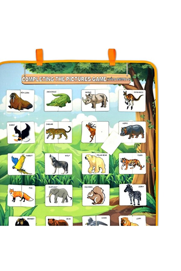DESİGN English Piece-Whole Wild Animals Matching Felt Velcro Wall Board ...