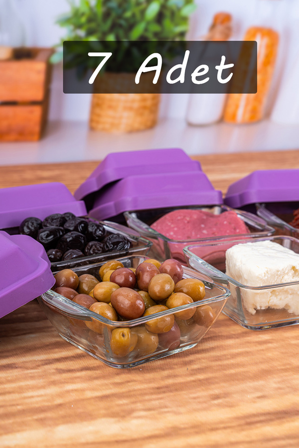 KRM HOME 7 Pieces Square 9 Cm Small Size Glass Storage Container with ...