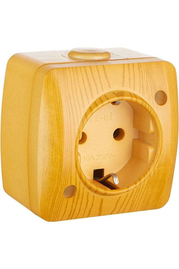 OVİVO 4 Surface Mounted Beech Wood Colored Grounded Sockets - Trendyol