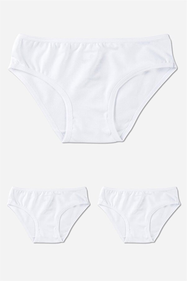 BAYKAR Girl's Cotton Bikini Cut Plain Basic Panties 3 Pack White - Trendyol
