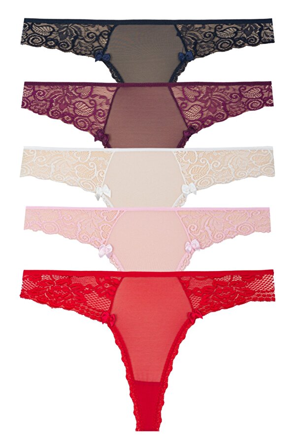 Miss Blue Moon Tulle Lace 5-Piece String 1650-1- Trendyol