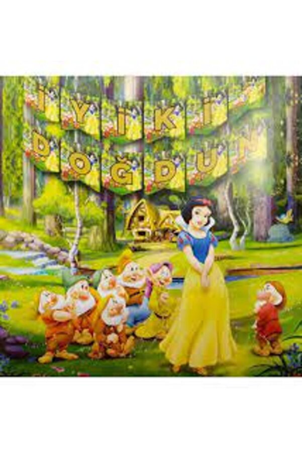 partideyince Happy Birthday - Snow White and Seven Dwarfs Themed Banner ...