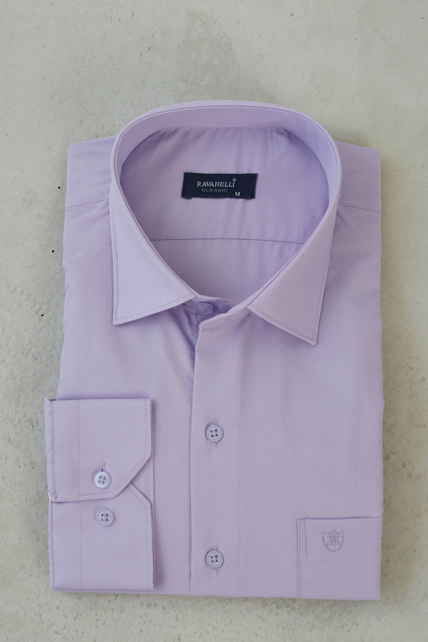 RAVANELLI Men's Lilac Cotton Blended Classic Collar Shirt - Easy ...