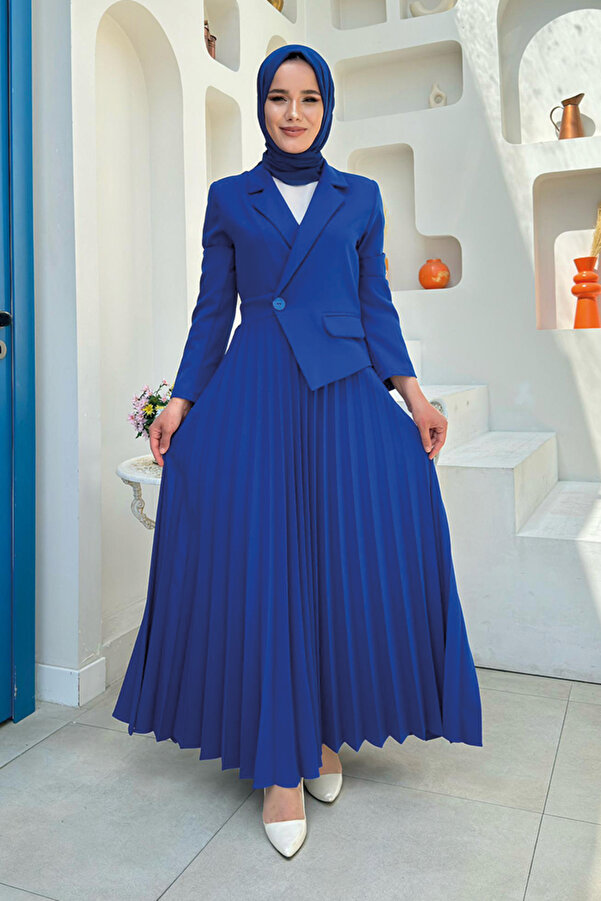 Bym Fashion 3700 Model Pleated Skirt and Jacket Look Saks Dress - Trendyol